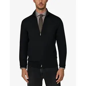 Boggi Milano Mock-neck Full-zip Merino Wool Jumper Xxl