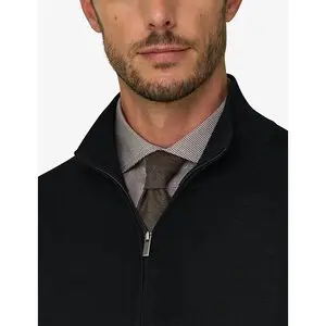 Boggi Milano Mock-neck Full-zip Merino Wool Jumper Xxl