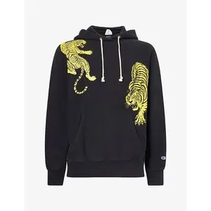 CHAMPION X THE GENTLEMAN Champion X The Gentlemen Tiger Graphic Cotton-jersey Hoody - Black
