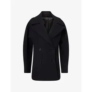 TOTEME Rounded Double-breasted Wool-blend Peacoat - Black