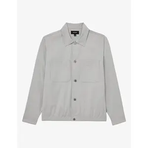 REISS Penge Pocket Brushed Woven Overshirt - Soft Grey