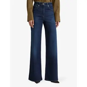 REISS Jas Wide-leg High-rise Stretch-denim Jeans - Dark Blue