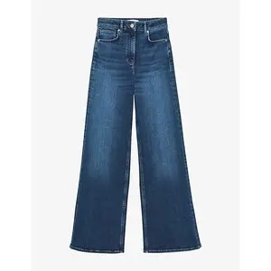 REISS Jas Wide-leg High-rise Stretch-denim Jeans - Mid Blue
