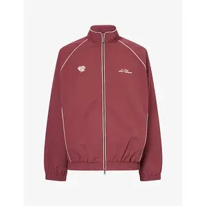 LES DEUX Crinkled Seersucker Woven Truck Jacket - Red