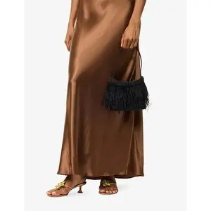 Staud Winslow Feathered Silk Shoulder Bag