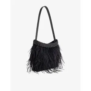 Staud Winslow Feathered Silk Shoulder Bag