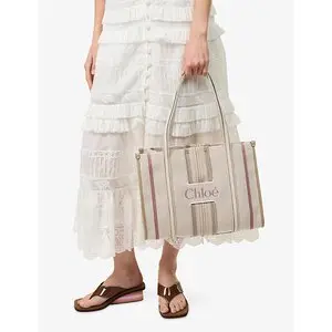 Chloé Woody Loop Medium Cotton-canvas Tote Bag