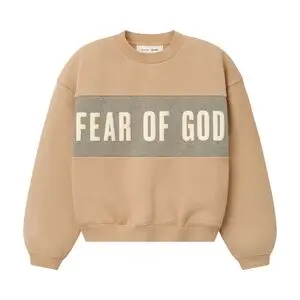 Fear Of God Cropped Relaxed Panelled Sweatshirt 'ginger/ Seal Heather - Tan