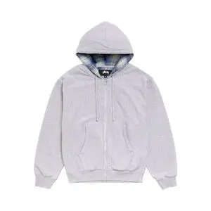 StÜssy Plaid Lined Zip Hoodie Heather - Grey
