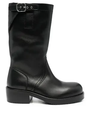 Dries Van Noten Leather Biker Boots - Black