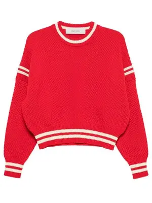 GOLDEN GOOSE Cotton Boxy Sweater With Embroidery - Red
