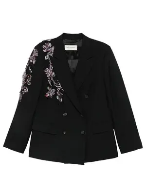 Dries Van Noten Double-breasted Regular Fit Jacket Wit - Black