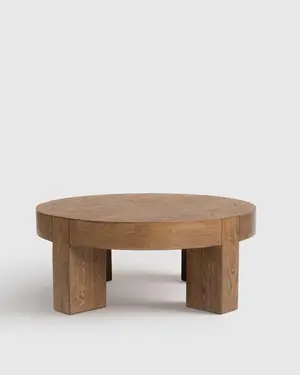 Quince Reclaimed Oak Round Coffee Table - Cafe Brown