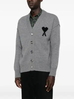 AMI Paris De Coeur Wool Cardigan