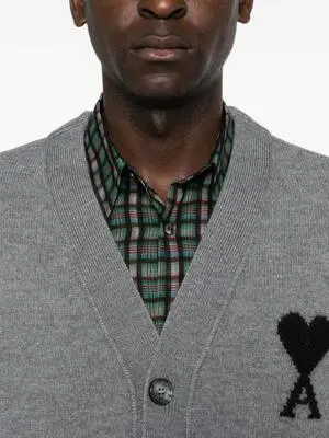 AMI Paris De Coeur Wool Cardigan