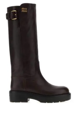 Miu Miu Dark Leather Boots - Brown