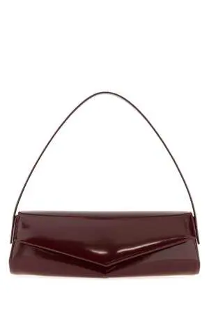 JIL SANDER Burgundy Leather Kante Shoulder Bag - Red
