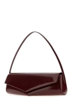 JIL SANDER Burgundy Leather Kante Shoulder Bag
