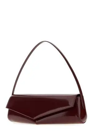 JIL SANDER Burgundy Leather Kante Shoulder Bag - Red