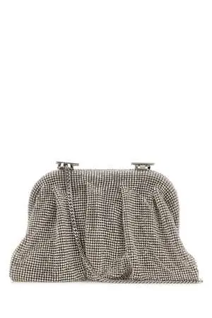 Benedetta Bruzziches Petite Rhinestone Mesh Crystal Evening Bag - Silver