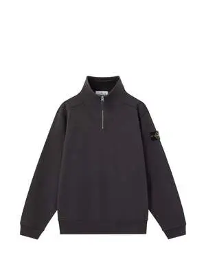 Stone Island Brushed Organic Cotton Camionneur Collar Pullover - Leadgrey
