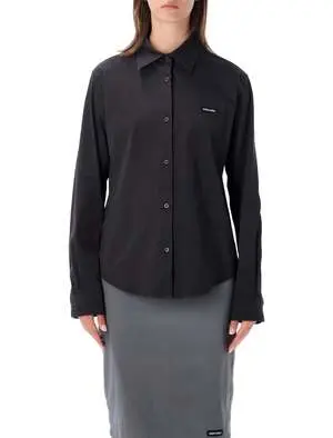 Miu Miu Logo Patch Button-up Shirt