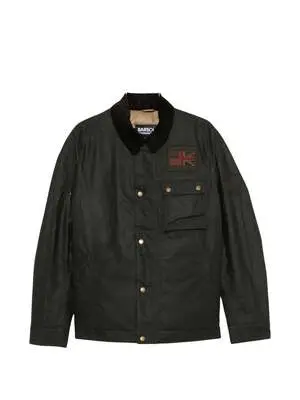 BARBOUR INTERNATIONAL Waxed Cotton Utility Jacket With Corduroy Collar - Green