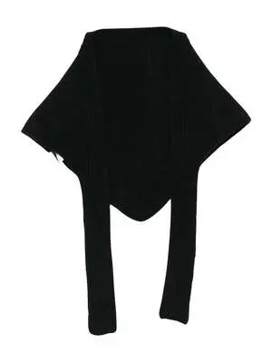 Jacquemus Cozy Ribbed Knit Scarf With Long Collar - Black