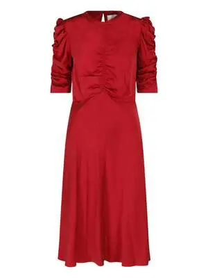 Isabel Marant Étoile Ruched Puff Sleeve Midi Dress