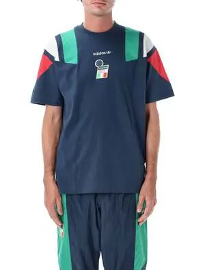 ADIDAS ORIGINALS Retro Color-block Crew Neck T-shirt With Figc Crest - Crenav