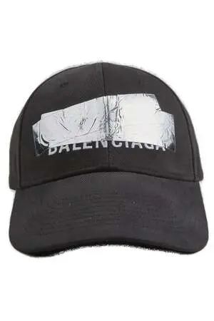 Balenciaga Logo Graphic Baseball Cap - Black
