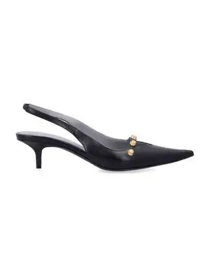 Balenciaga Pointed-toe Slingback Kitten Heel Pumps - Nero