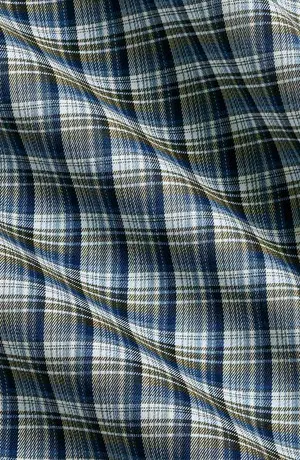 David Donahue Check Pima Cotton Button Up Shirt - Navy/olive