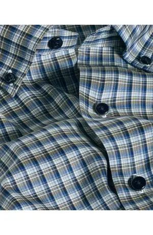 David Donahue Check Pima Cotton Button Up Shirt - Navy/olive