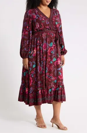SUGARLIPS Tory Paisley Mindie Wrap Midi Dress