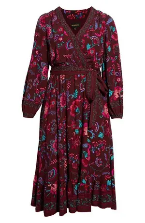 SUGARLIPS Tory Paisley Mindie Wrap Midi Dress