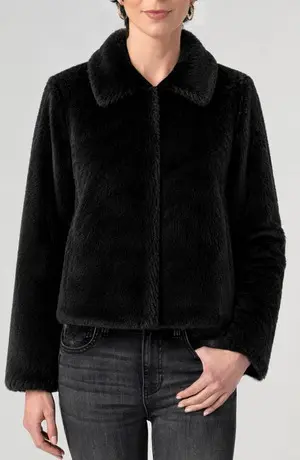 LIVERPOOL Faux Fur Jacket - Black