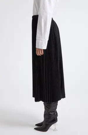 Junya Watanabe Pinstripe Pleated Midi Skirt
