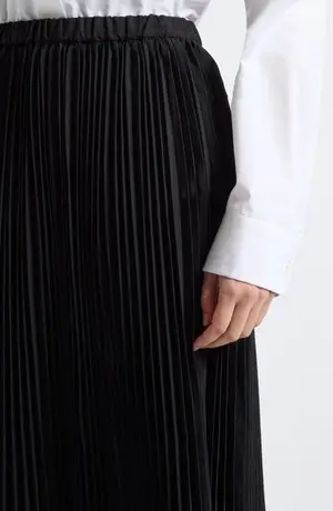 Junya Watanabe Pinstripe Pleated Midi Skirt