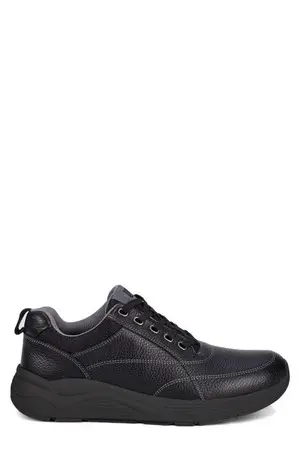 Drew Maker Leather Sneaker - Black Pebbled Leather