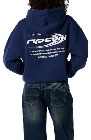 Rip Curl Evolution Cotton Blend Graphic Hoodie - Navy