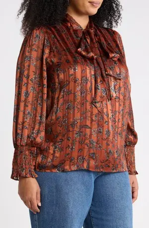 SUGARLIPS Tie Neck Long Sleeve Top
