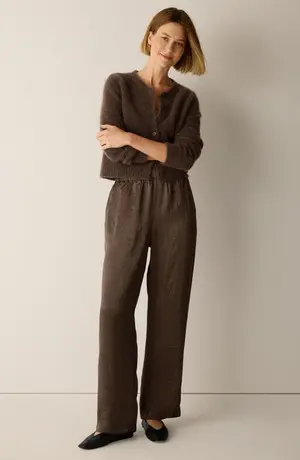 Eileen Fisher Crinkle Satin Straight Leg Pants - Hazelwood