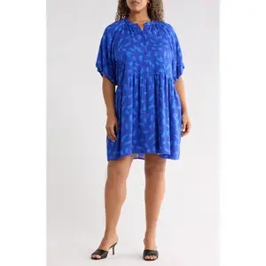 SUGARLIPS Darya Strokes Nelsa Babydoll Dress - Cobalt Blue