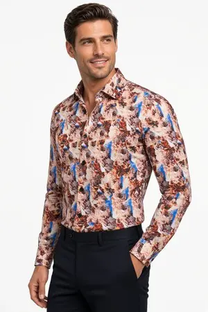 MASUTTO Caracas Print Button-up Long Sleeve Shirt