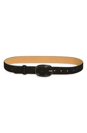Nordstrom Cassidy Covered Buckle Suede Belt - Black