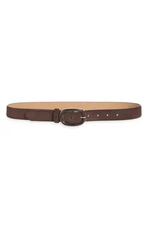 Nordstrom Cassidy Covered Buckle Suede Belt - Chocolate