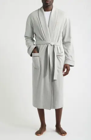 Majestic International Frosted Herringbone Shawl Robe - Grey