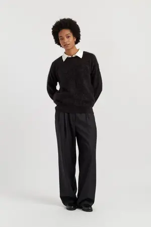 Chinti & Parker Brushed Cashmere Crew Neck Sweater Black