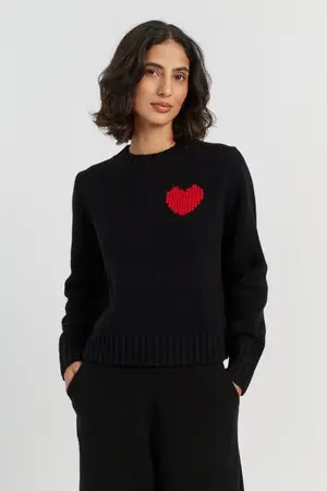 Chinti & Parker Merino Heart Sweater - Black